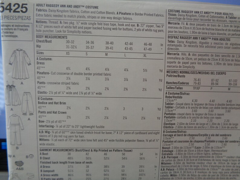 Simplicity Sewing Pattern 5425 Raggedy Ann & Andy Adult Costumes XS-XL ...