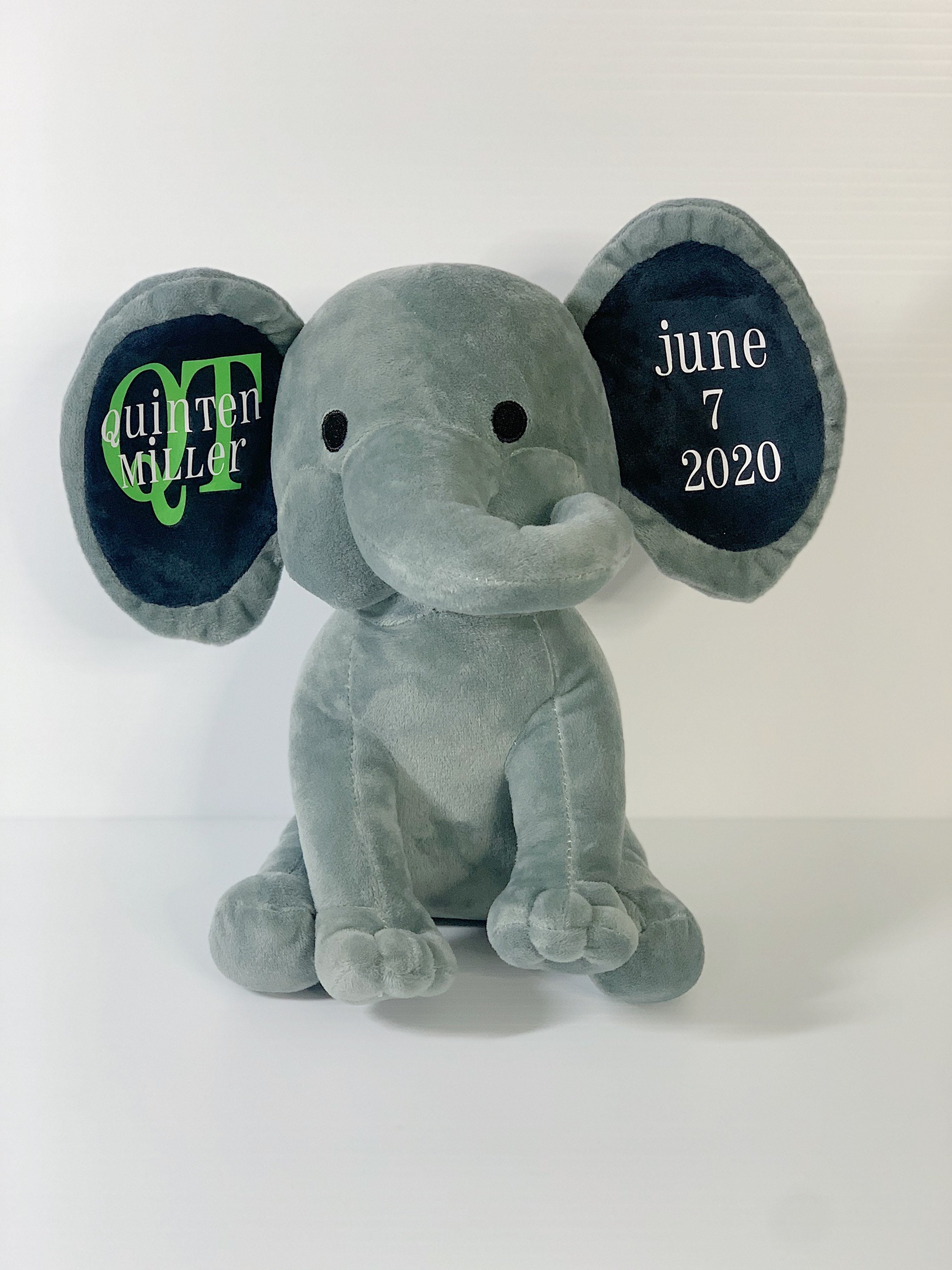 Baby Birth Announcement Elephant Teddy|newborn Keepsake|baptism Gift ...