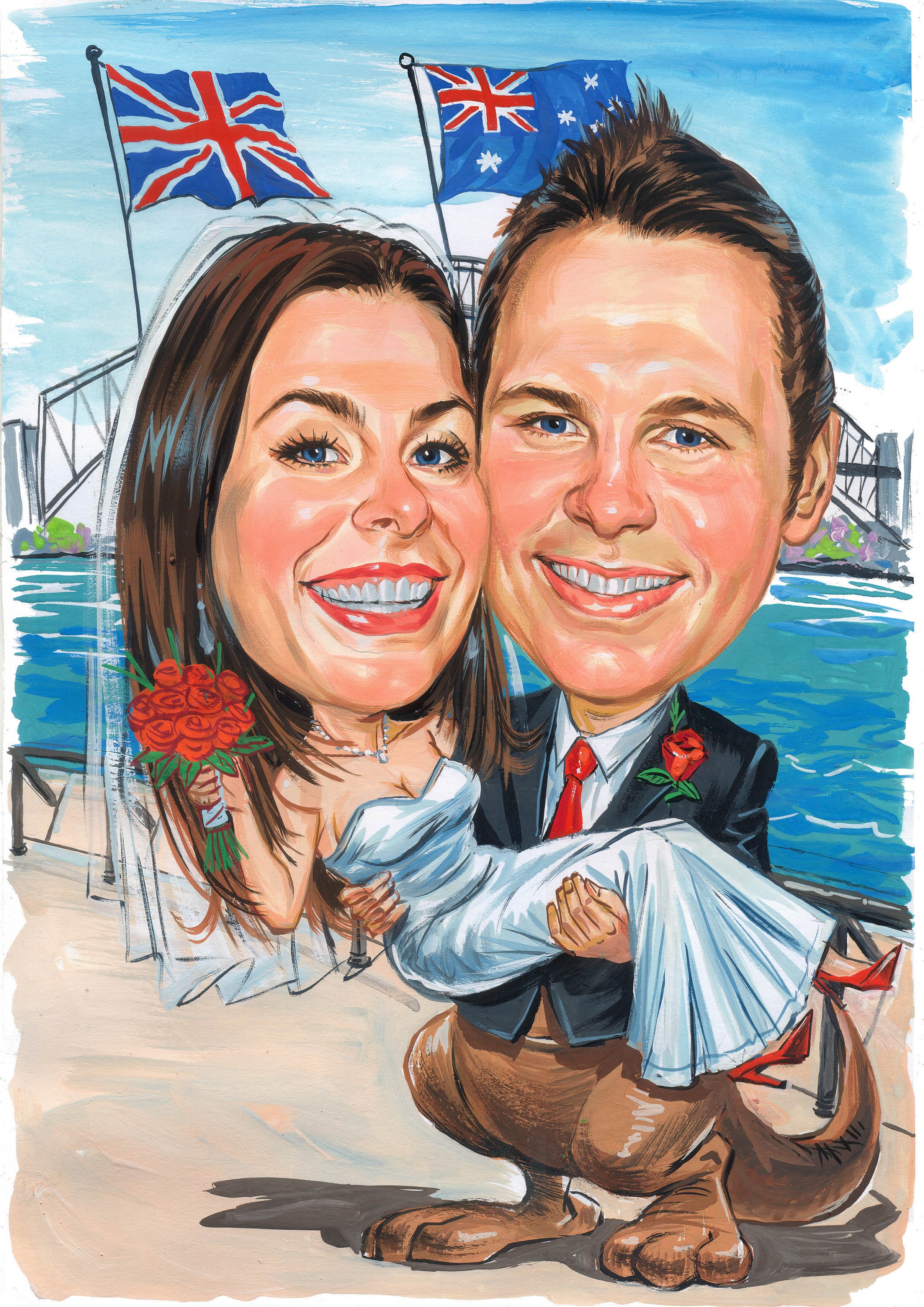 Custom Wedding Caricature: Bride & Groom Portrait From Photo (digital ...