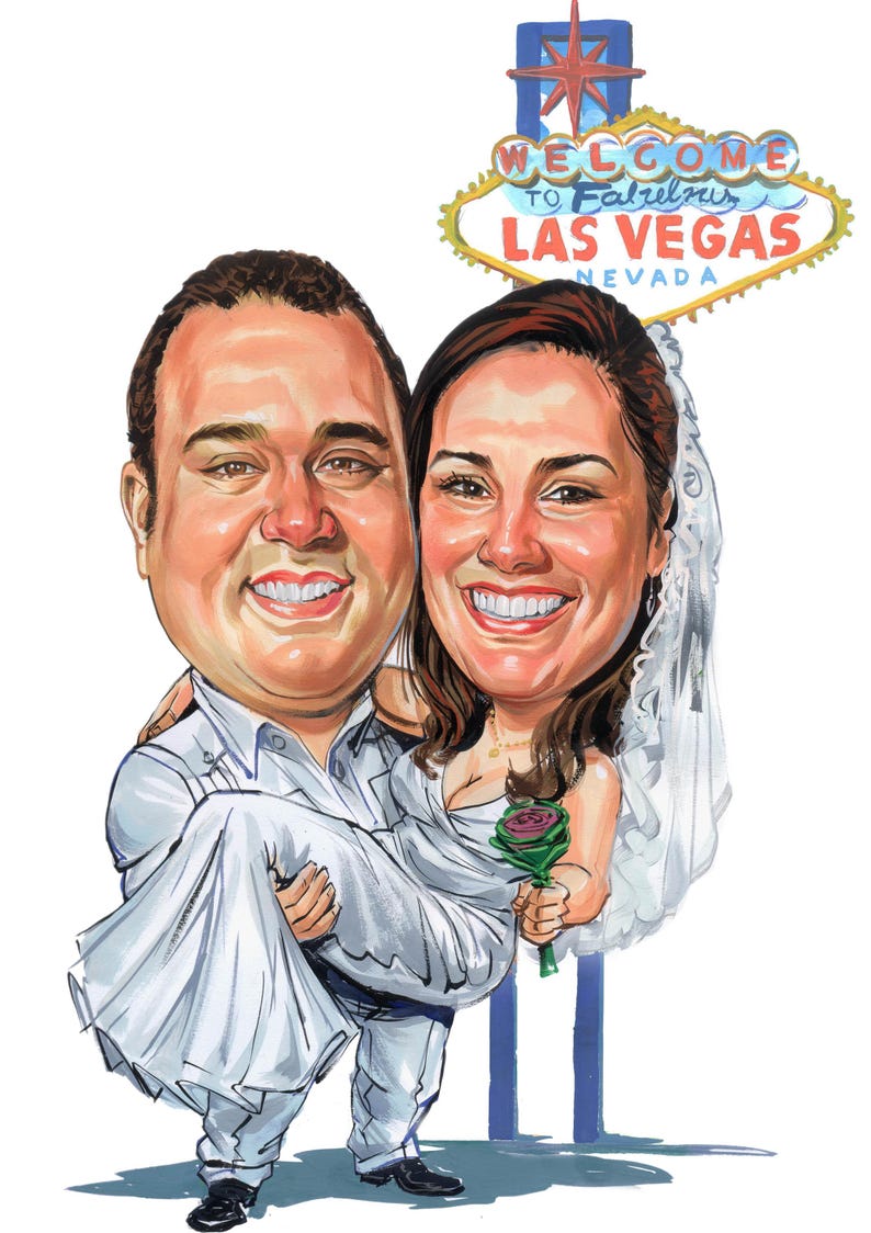 Custom Wedding Caricature: Bride & Groom Portrait From Photo (digital ...