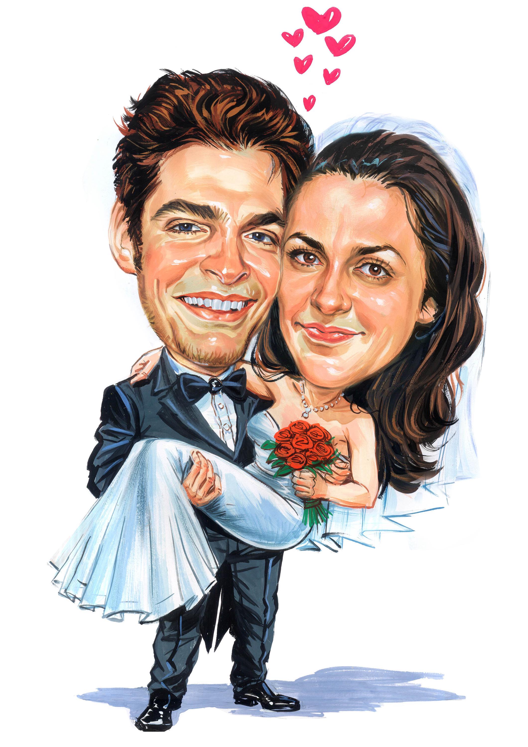 Custom Wedding Caricature: Bride & Groom Portrait From Photo (digital ...