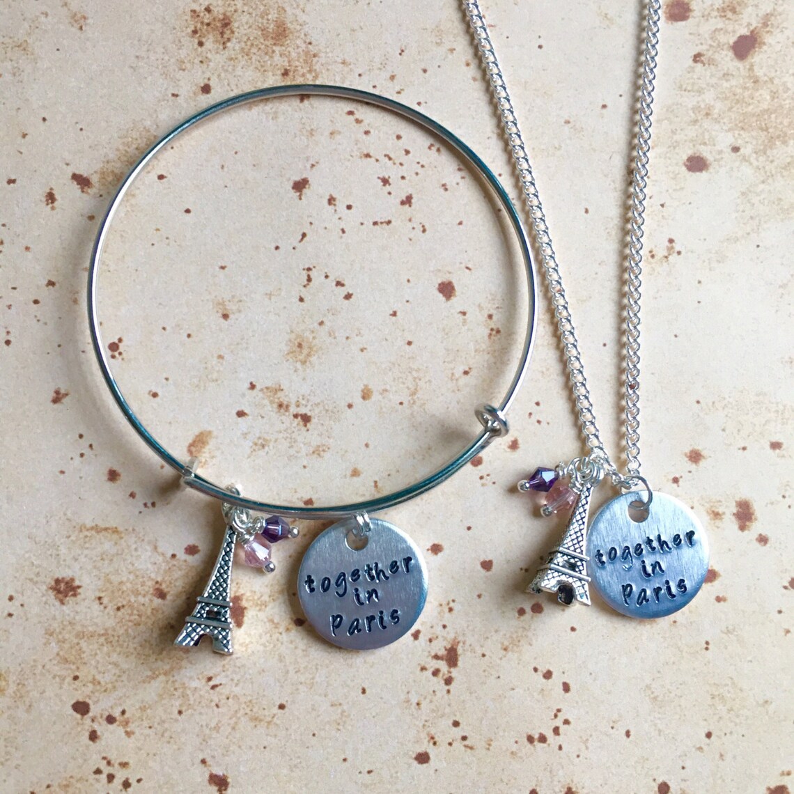 Together in Paris Hand Stamped Bangle or Charm Necklace | Etsy