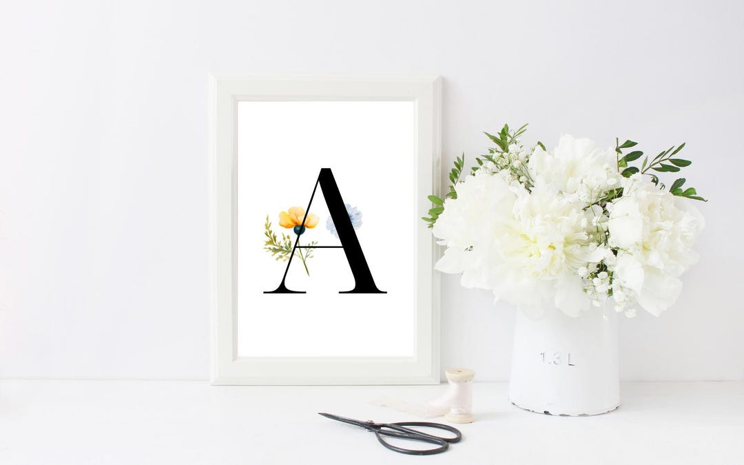 FLORAL LETTERS A to Z Printable, Printable Alphabet Letters, Initial ...