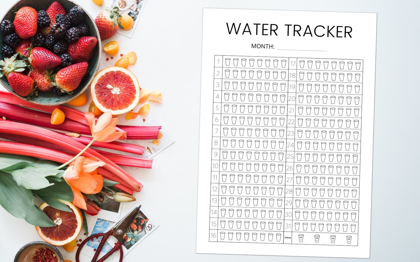 WATER TRACKER PRINTABLE, Hydration Tracker, Water Intake Tracker, Water ...