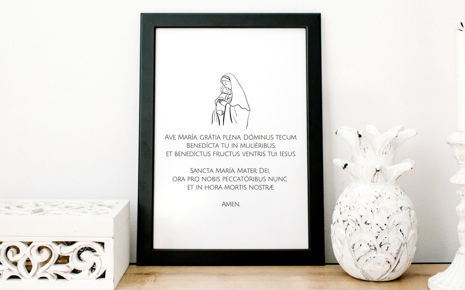 AVE MARIA Prayer Printable, Printable Wall Art, Catholic Wall Art, Hail ...