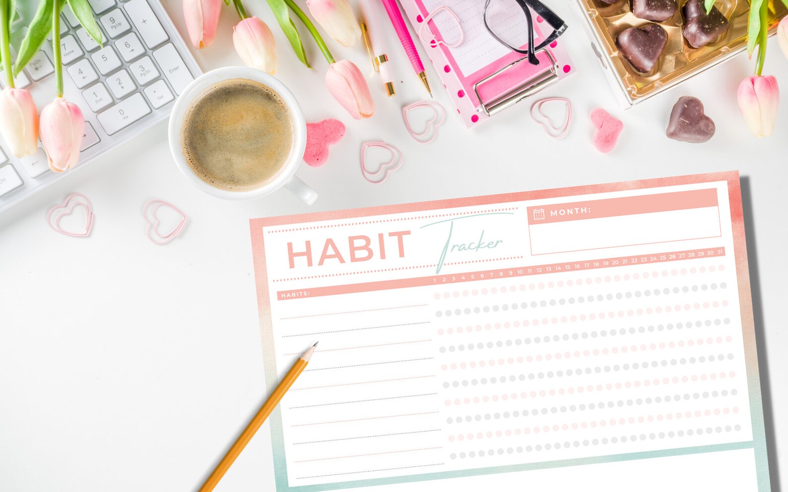 HABIT TRACKER Printable, Monthly Habit Tracker, Habit Challenge ...