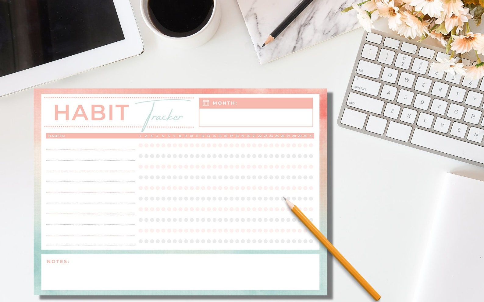 HABIT TRACKER Printable, Monthly Habit Tracker, Habit Challenge ...