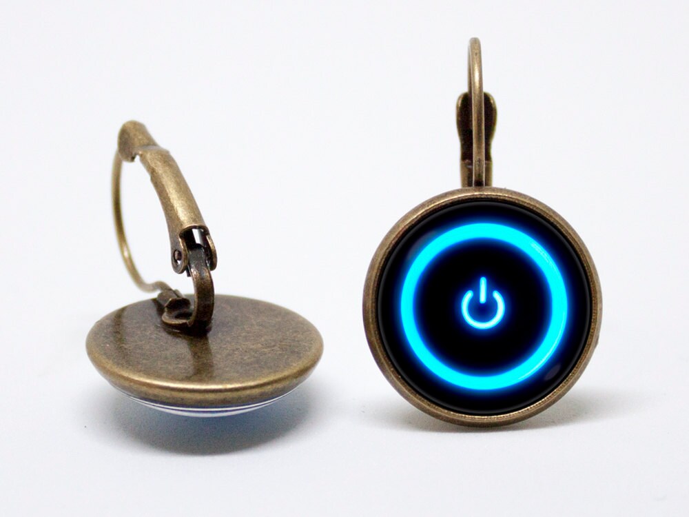 Power button earrings Computer earrings Geek jewelry | Etsy