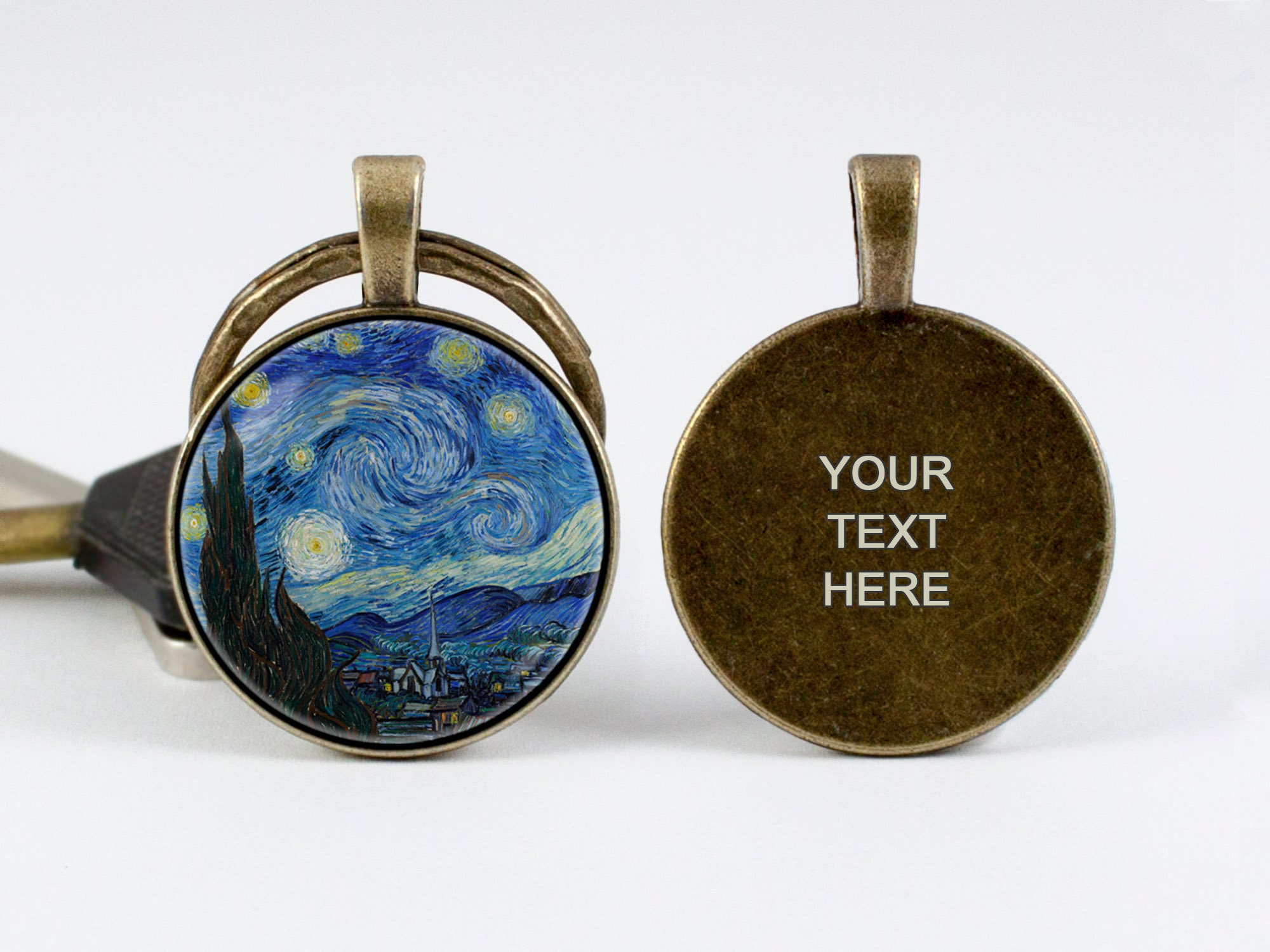 Van Gogh Starry Night Keychain Van Gogh Keyring Van Gogh Jewelry Starry ...