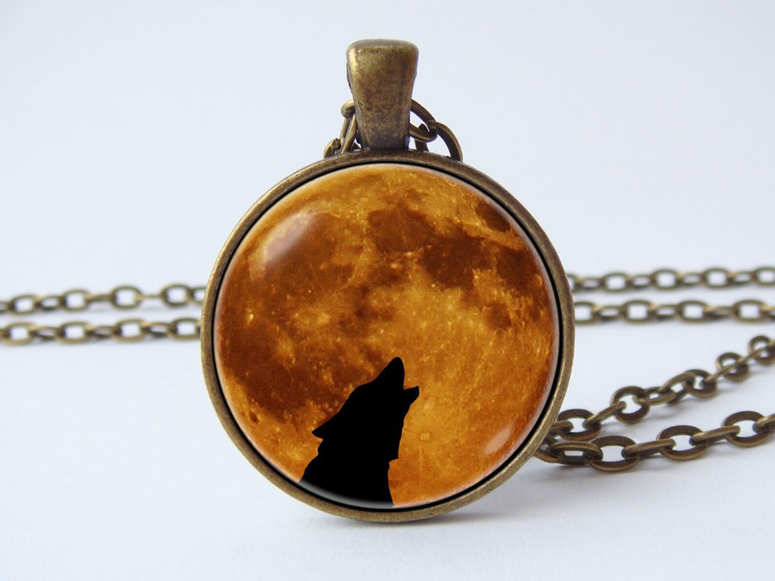 Lunar Key Fob Howling Wolf Keychain Full Moon Key Chain Moon - Etsy