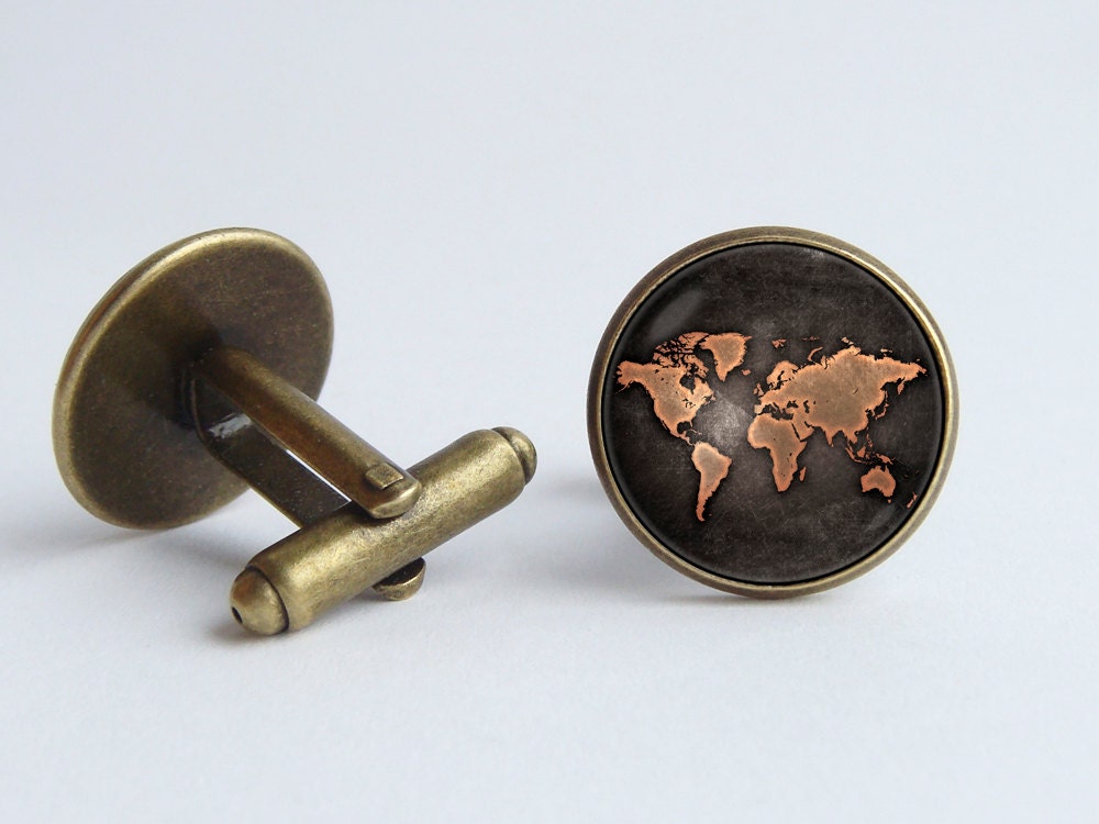 Vintage map cufflinks Boyfriend gift Cufflinks world map | Etsy