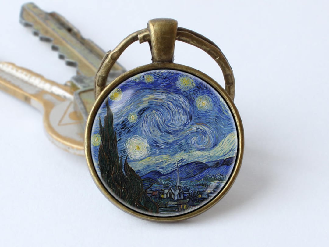 Van Gogh Starry Night Keychain Van Gogh Keyring Van Gogh Jewelry Starry ...