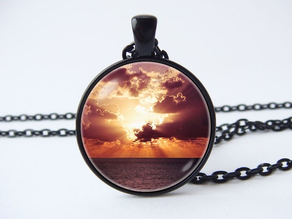 Sunset Necklace Beach Pendant Sunset Picture Nature Jewelry | Etsy
