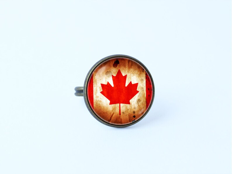 Flag Sign Ring Canadian Flag Ring Maple Leaf Ring Canada Jewelry Unique ...