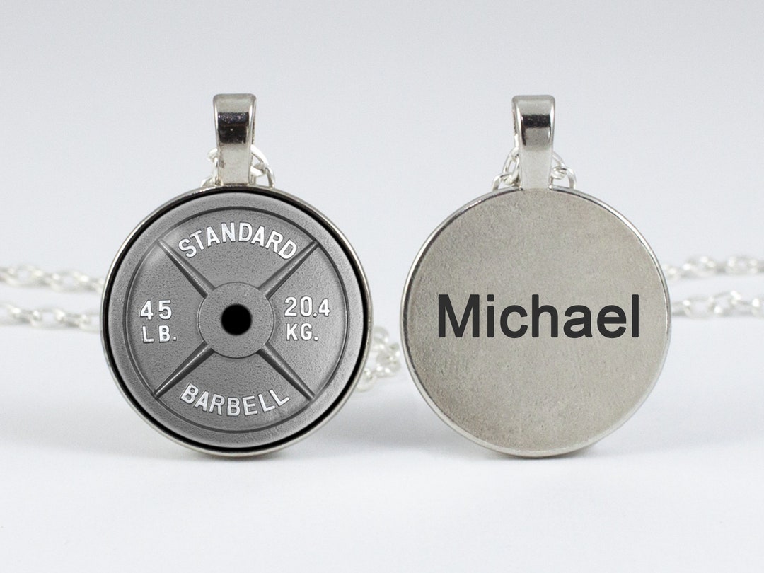 Personalized Men Necklace Custom Barbell Pendant Customized Necklace ...
