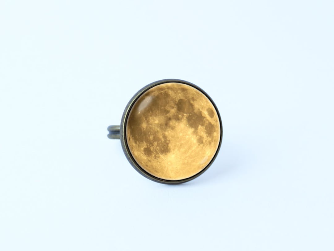 Full Moon Ring Lunar Ring Solar System Ring Yellow Moon Bronze Ring ...