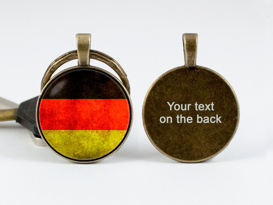 Personalized Flag Keychain Custom Text German Flag Key Ring Custom Key ...