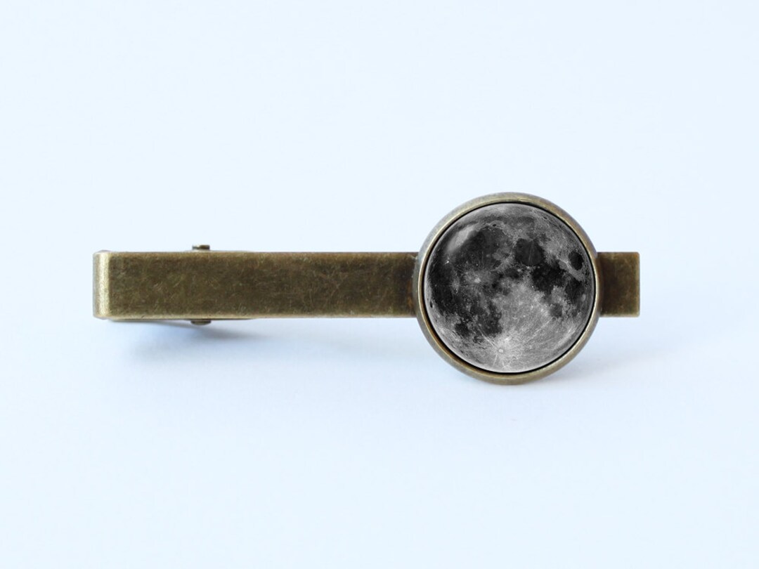 Moon Tie Clip Men Tie Clip Father Gift Grey Moon Tie Bar Moon Jewelry ...