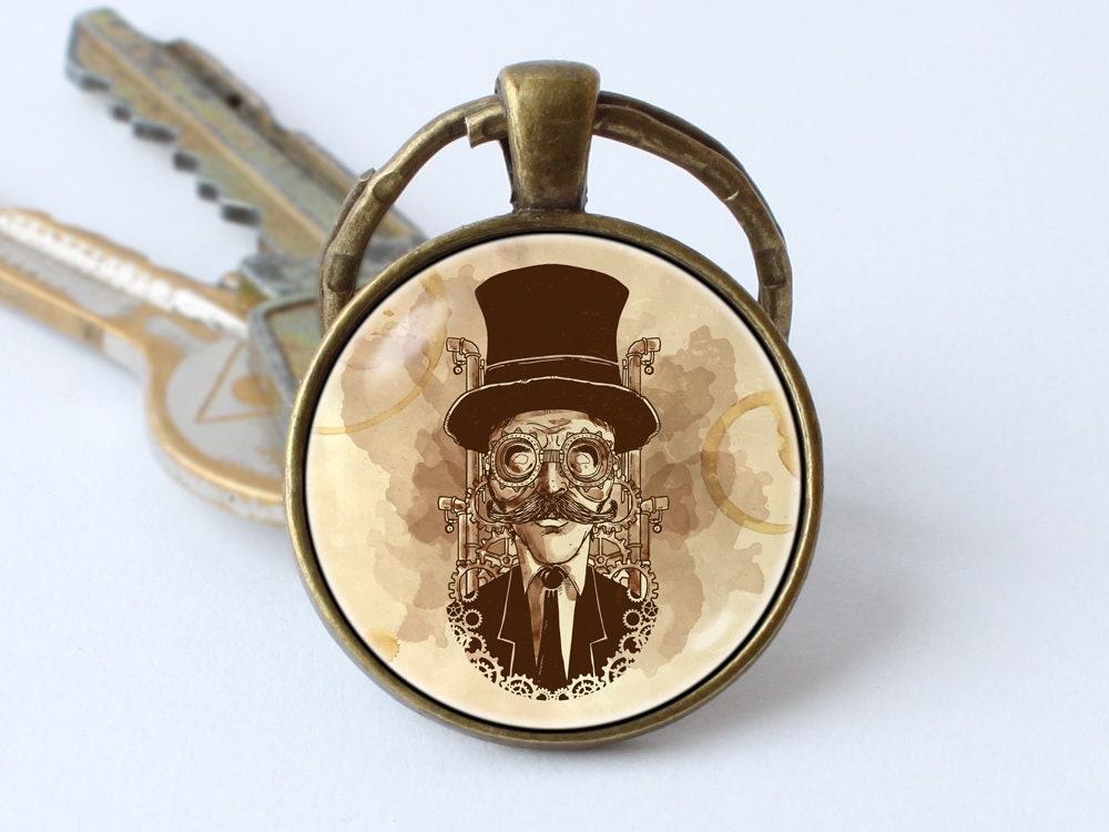 Steampunk Keychains Steampunk Man Key Ring Steampunk Jewelry - Etsy
