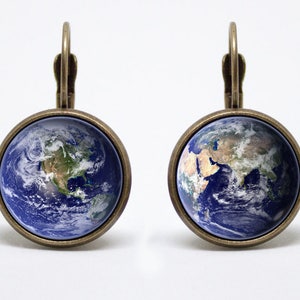 Earth Earrings Planet Earth Earrings Earth Jewelry Earth Jewellery ...