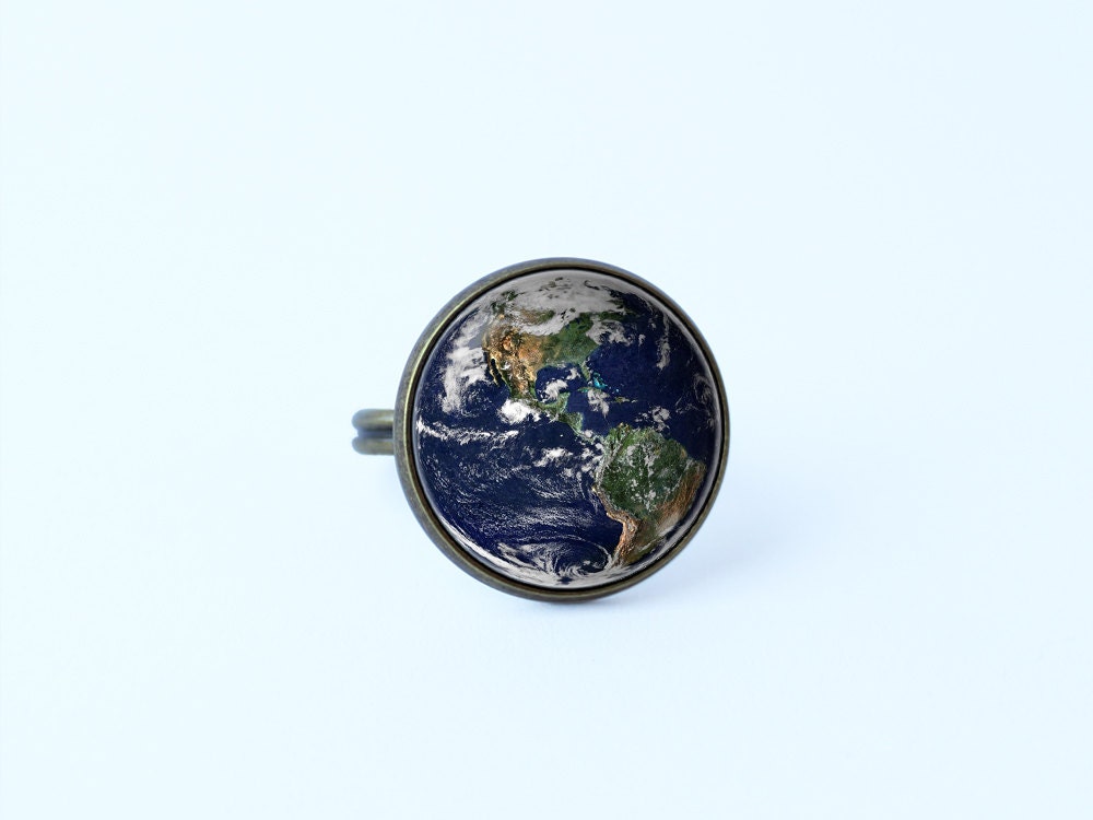 Planet Earth ring Home sweet home Earth ring Space ring Galaxy | Etsy