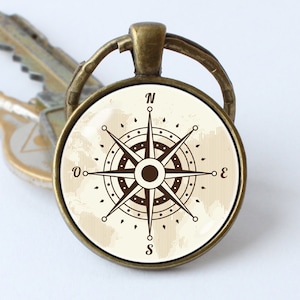 Rose of Wind Keychain Compass Key Ring Compass Jewelry Husband Gift ...