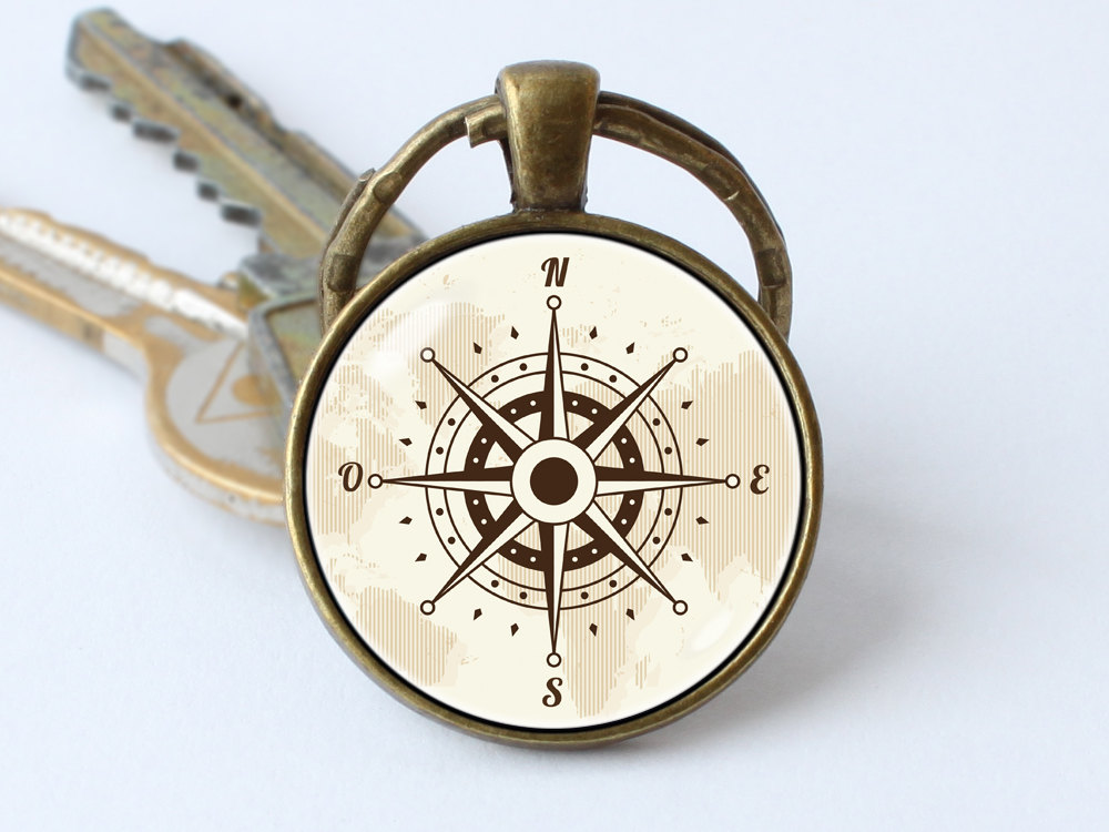 Rose of Wind Keychain Compass Key Ring Compass Jewelry Husband - Etsy