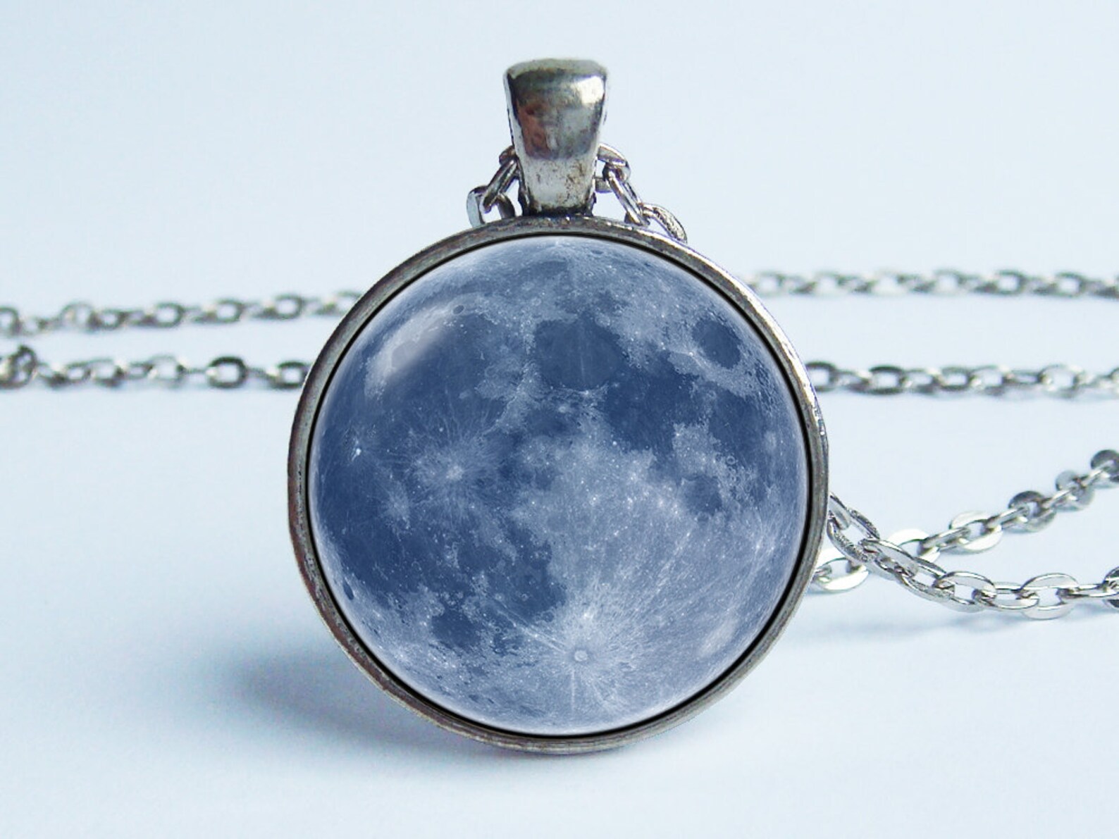 Moon Space Keychain Christmas Gift Blue Moon Keyring Full Moon Keychain ...