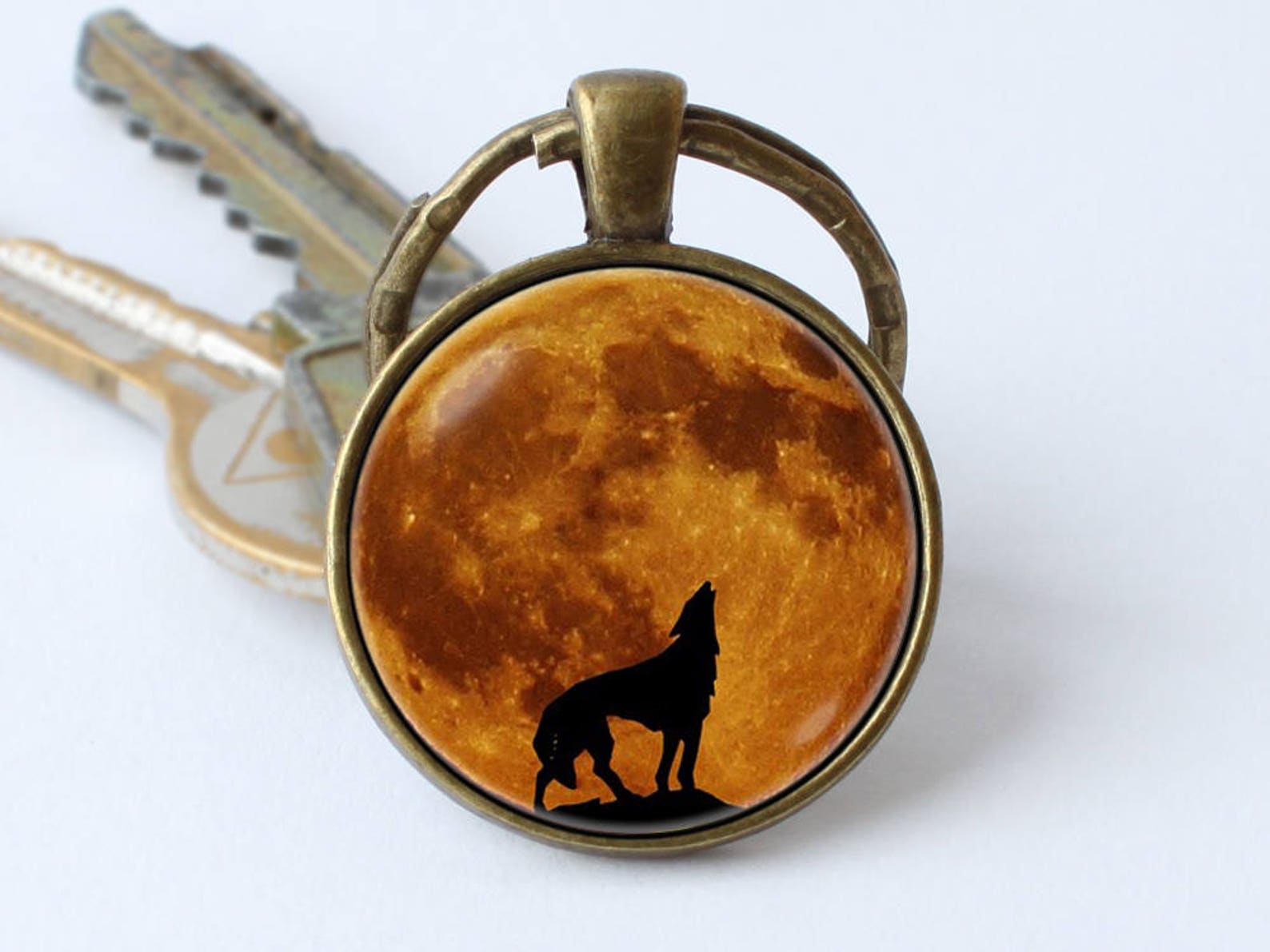 Full Moon Wolf Lunar Jewelry Wolf Key Ring Moon Jewelry Wolf - Etsy