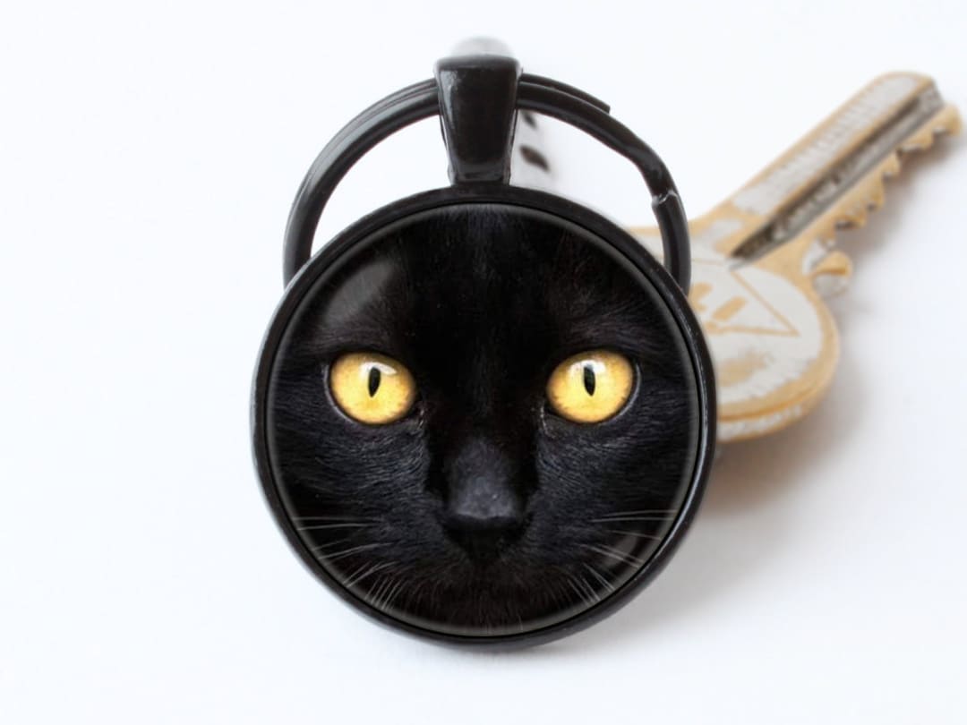 Cat Key Chain Black Cat Keyring Cat Accessories Cat Key Ring Animal ...