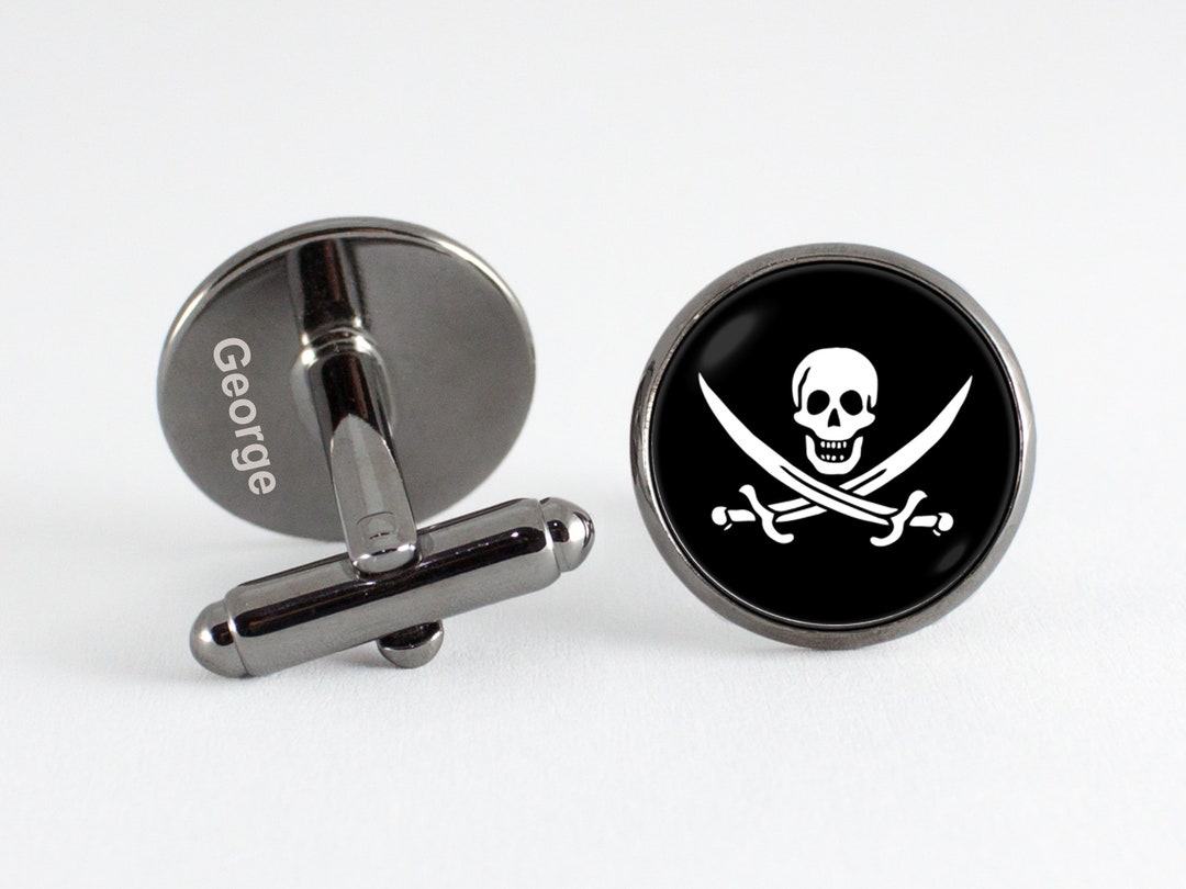 Engraved Cuff Links Men Gift Pirate Jewelry Pirate Skull Personalized ...