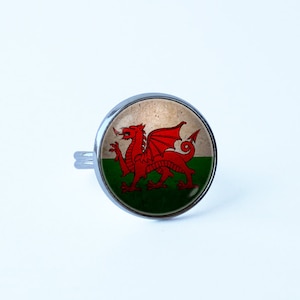 Flag of Wales Ring Welsh Jewelry Welsh Flag Ring Ladies Ring Welsh ...