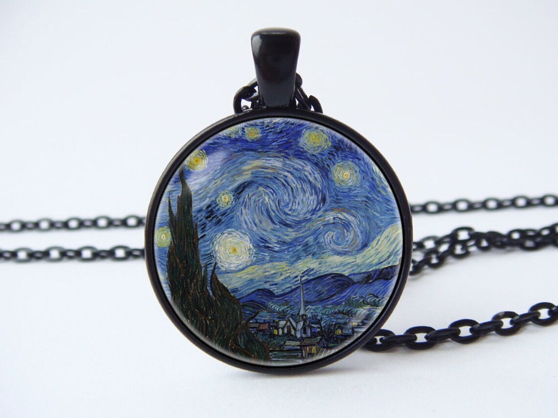 Van Gogh Starry Night Keychain Van Gogh Keyring Van Gogh - Etsy