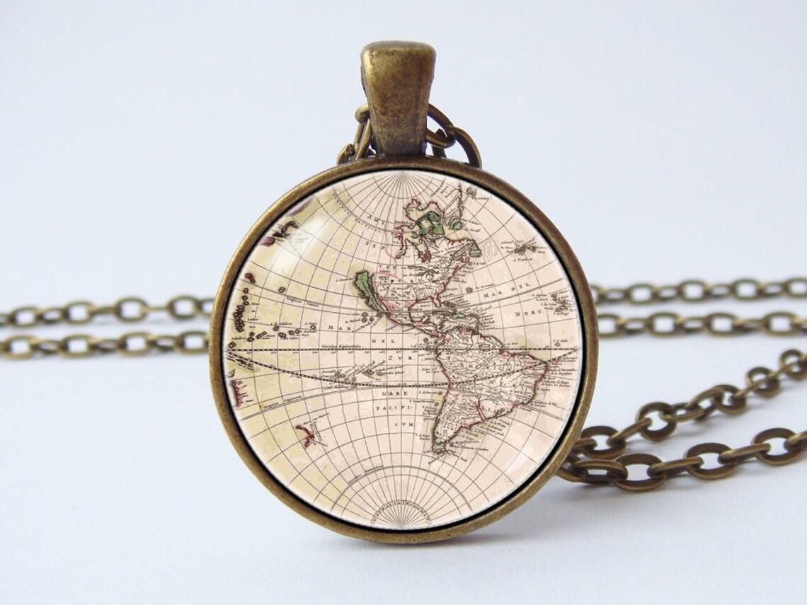 Map Keychain World Map Key Ring Old Map Jewelry Globe Key | Etsy