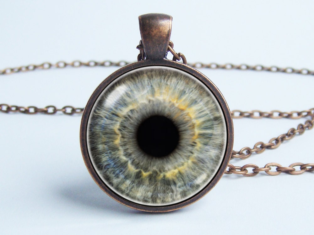 Grey eye necklace Eye pendant Realistic pendant Eye jewelry | Etsy
