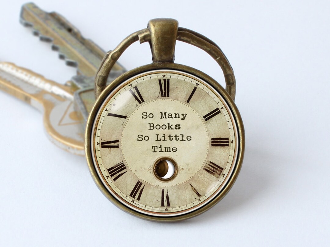 Book Lover Keychain so Many Books so Little Time Bookworm Key Ring ...