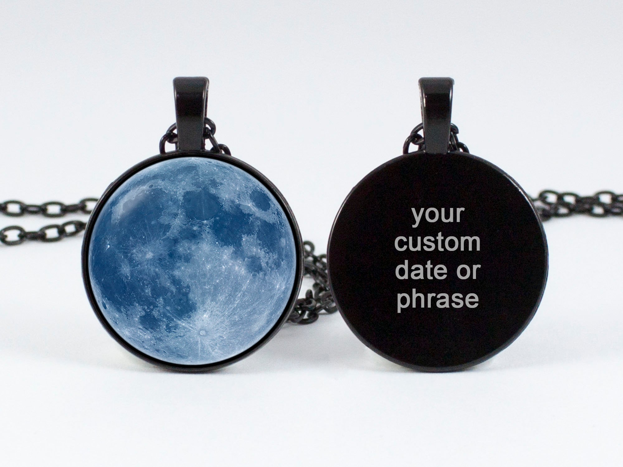 Moon Space keychain Christmas gift Blue moon keyring Full moon | Etsy