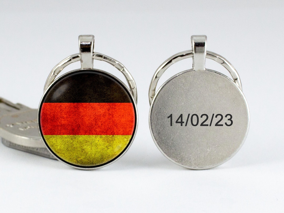 Personalized Flag Keychain Custom Text German Flag Key Ring Custom Key ...