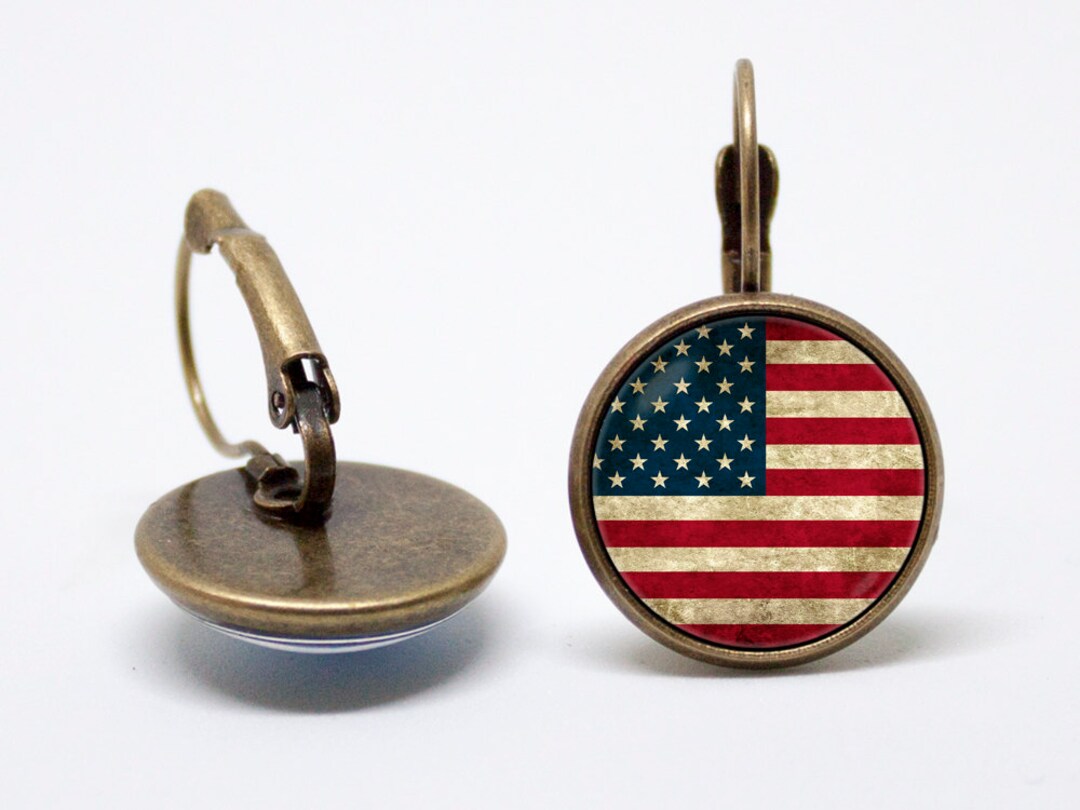 American Flag Earrings US Flag Earrings Vintage National Symbolic ...
