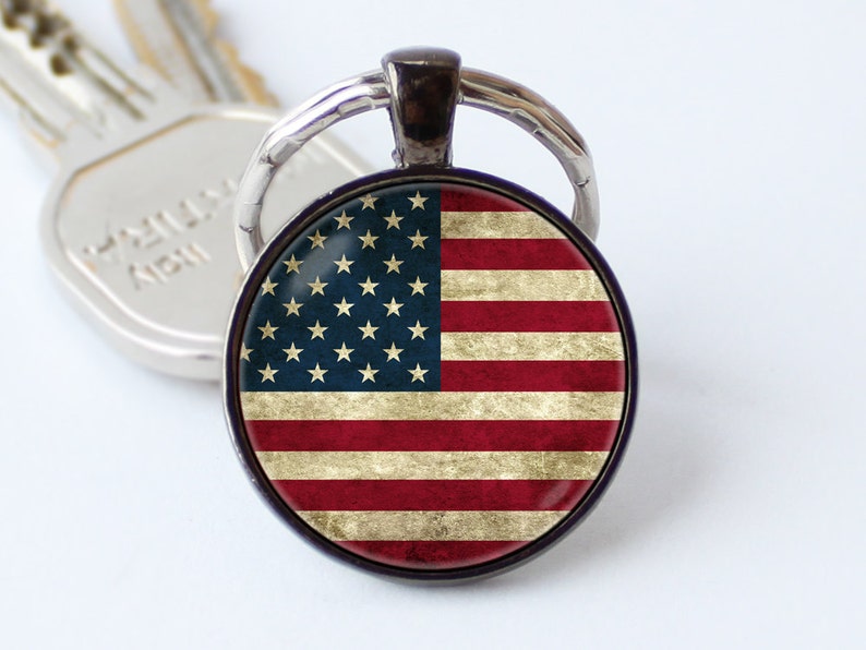 American Flag Keychain US Flag Key Ring Patriotic Jewelry - Etsy