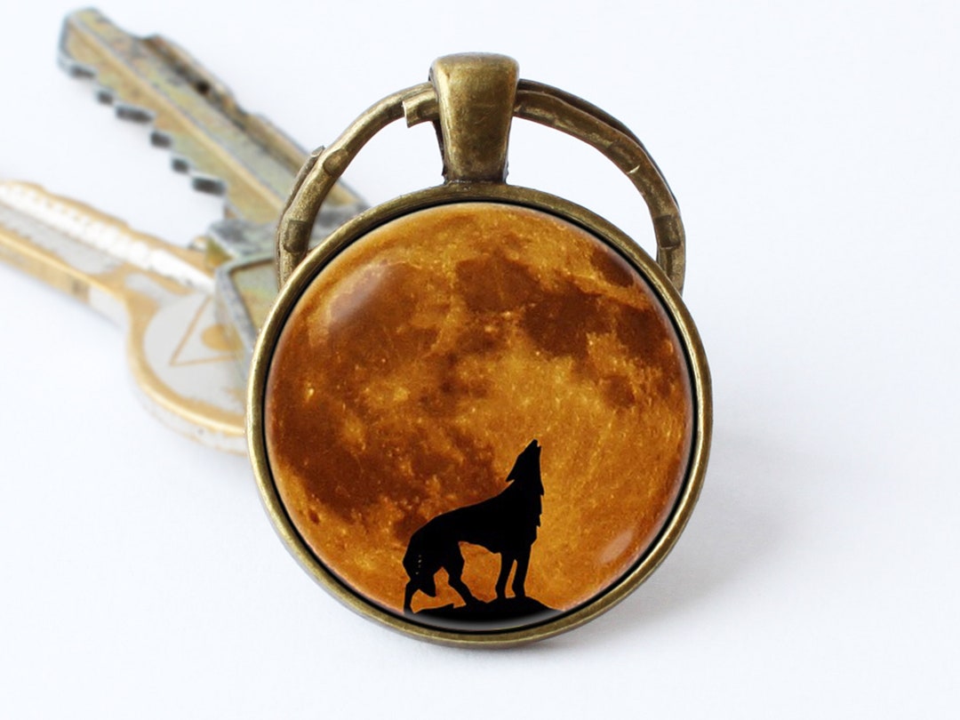 Full Moon Wolf Lunar Jewelry Wolf Key Ring Moon Jewelry Wolf Jewellery ...