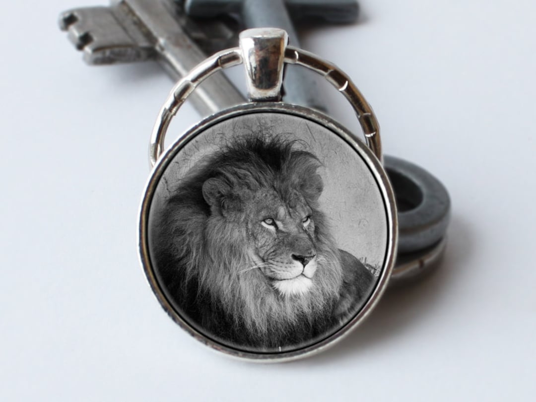 Lion Keychain Lion Keyring Boyfriend Gift Lion Head Key Chain Lion ...