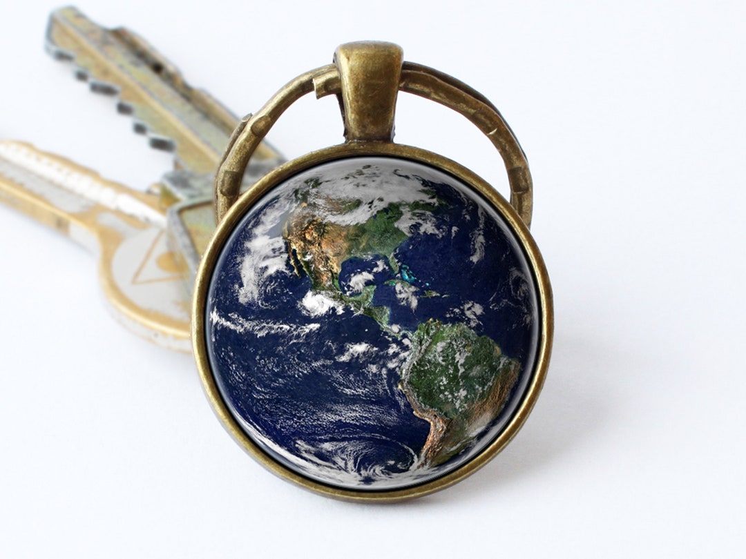 Earth Keychain Earth Keyring Planet Key Ring Birthday Gift Earth Key ...
