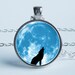 Wolf Pendant Necklace Full Moon Blue Moon Pendant Wolf - Etsy