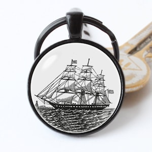 Sailing Ship Keychain Ship Keyring Ship Jewelry Pirate Ship Pendant ...