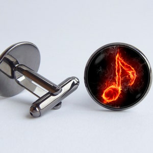 Musical Note Cufflinks Musical Cuff Links Gift for Musician Fiery Note ...