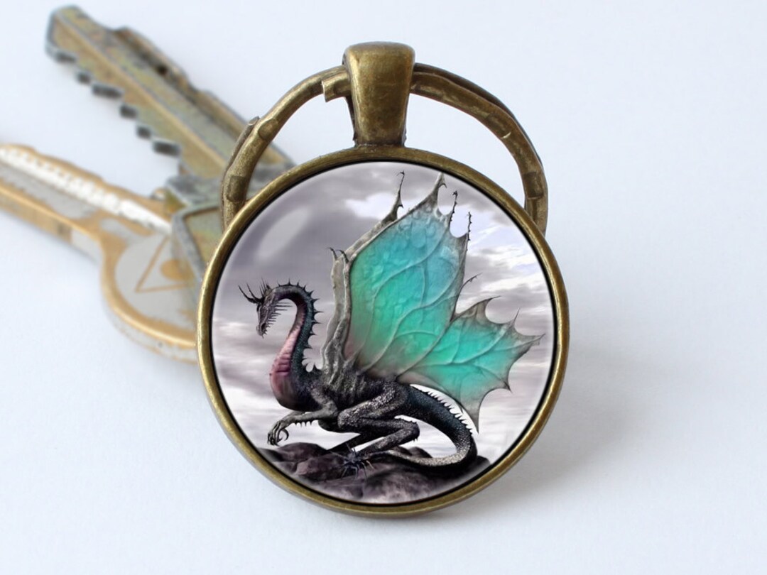 Winged Dragon Keychain Winged Dragon Keyring Dragon Gift Dragon Jewelry ...