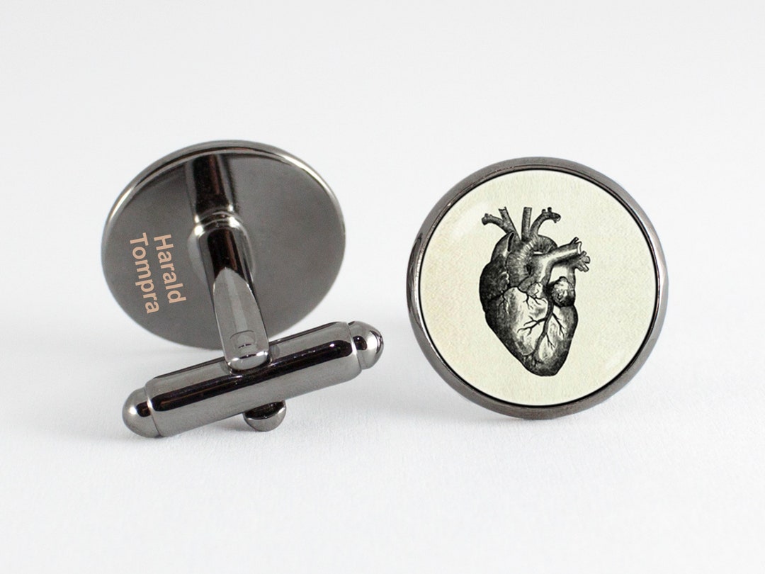 Personalized Cufflinks Engraved Heart Cufflinks Gift for the Doctor ...