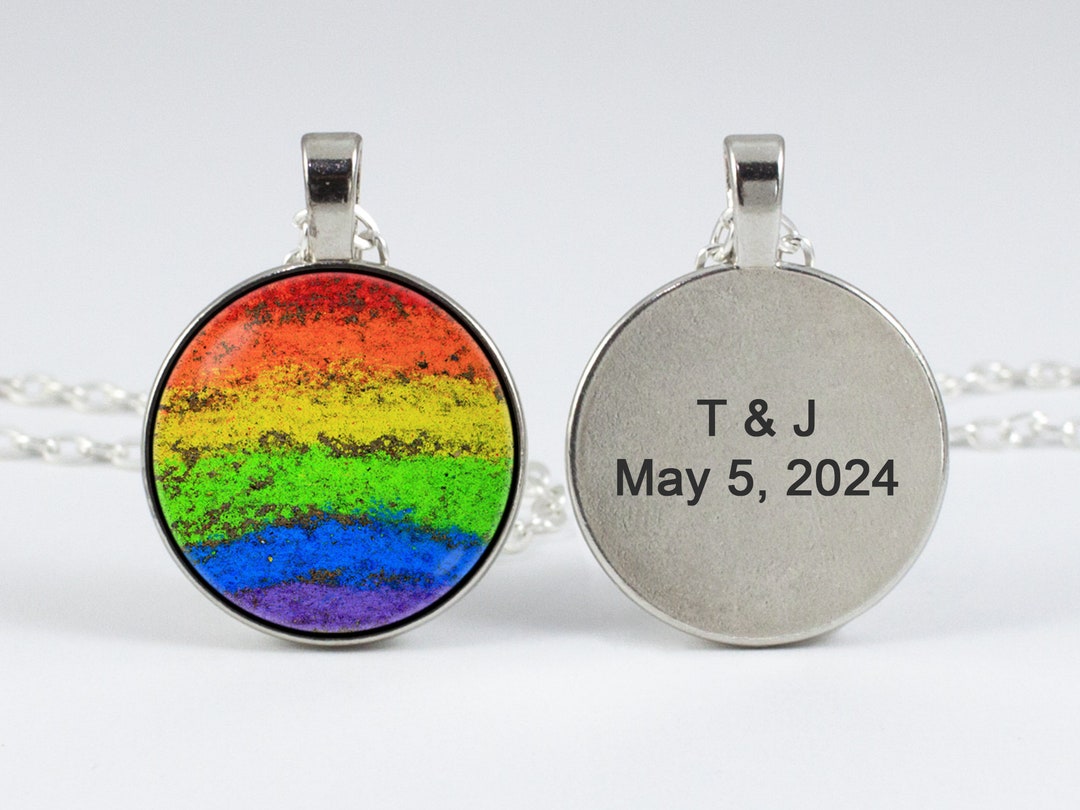 Engraved Rainbow Necklace Endless Love LGBT Custom Pendant Pride ...