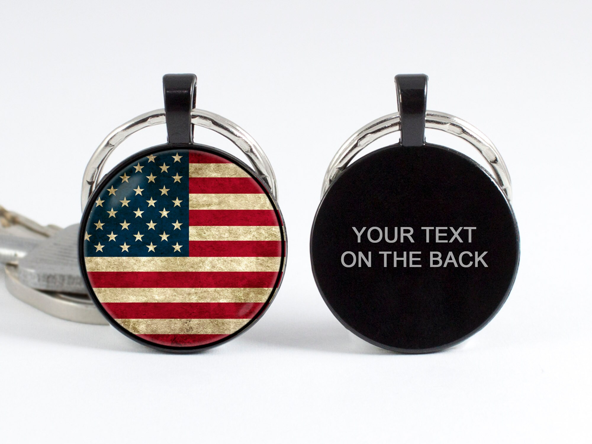 American Flag Keychain US Flag Key Ring Patriotic Jewelry - Etsy